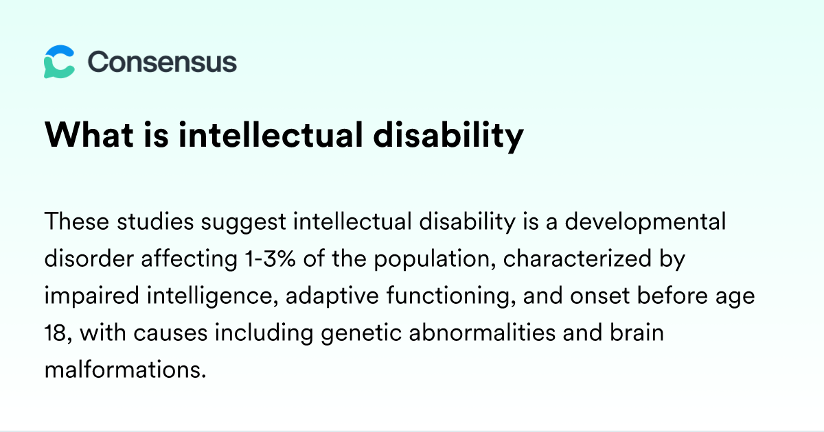 What Is Intellectual Disability - Consensus Academic Search Engine