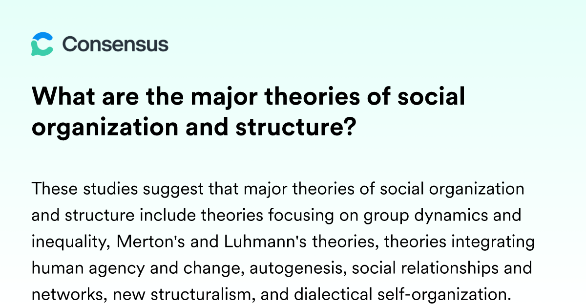 What Are The Major Theories Of Social Organization And Structure ...