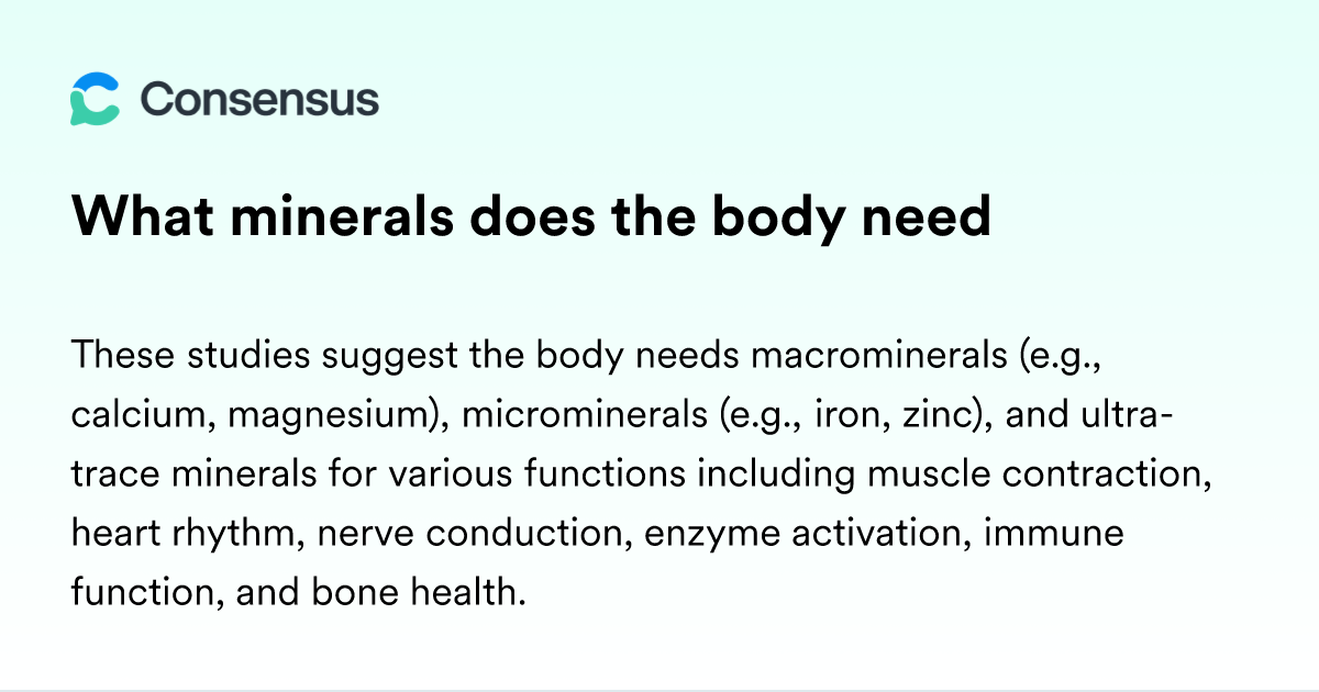 What Minerals Does The Body Need - Consensus Academic Search Engine