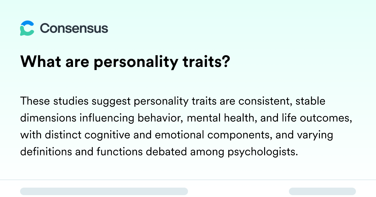 What Are Personality Traits? - Consensus Academic Search Engine