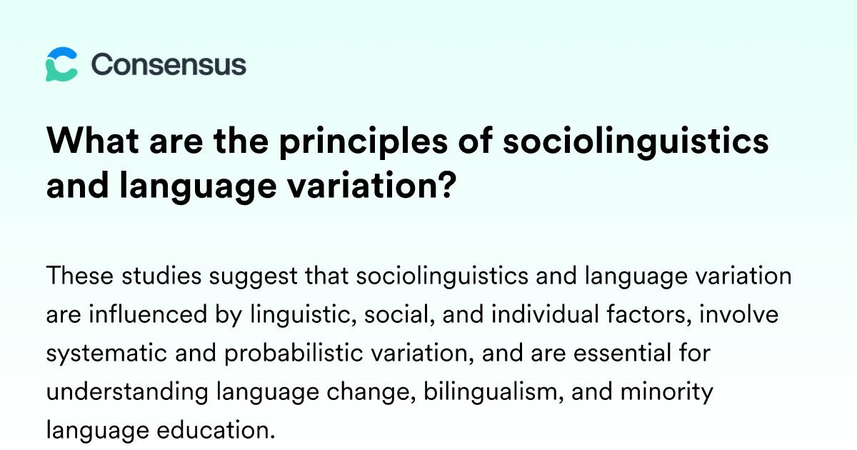 What Are The Principles Of Sociolinguistics And Language Variation ...