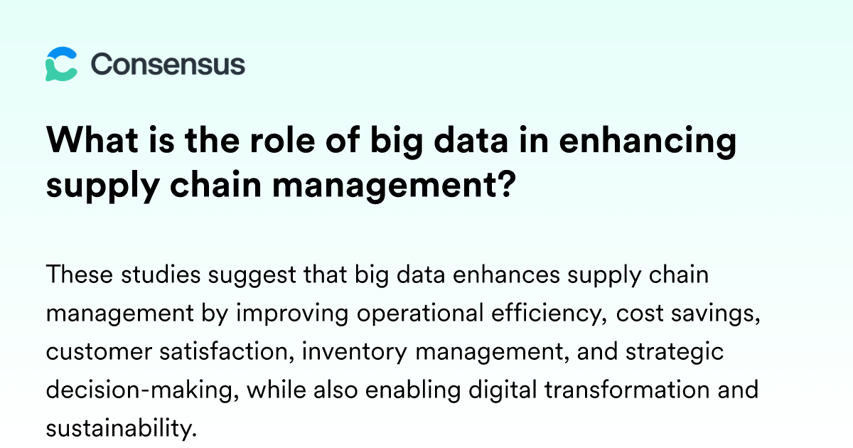 What Is The Role Of Big Data In Enhancing Supply Chain Management ...