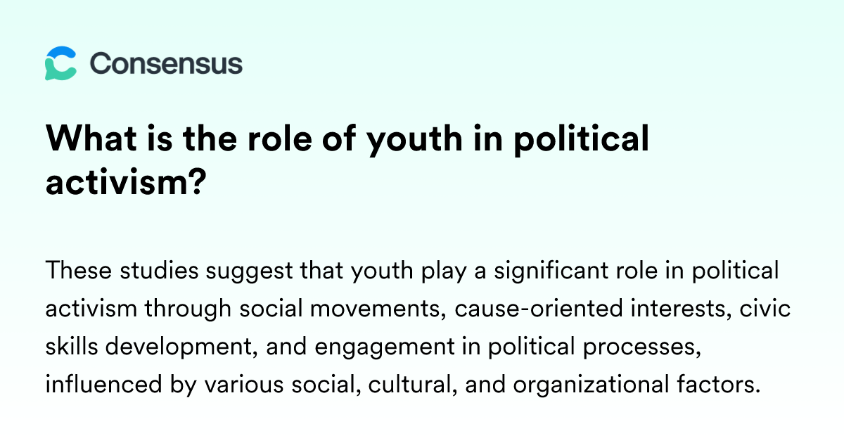What Is The Role Of Youth In Political Activism? - Consensus Academic ...