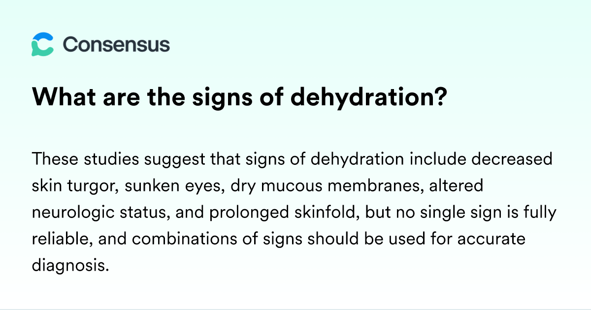 What Are The Signs Of Dehydration? - Consensus Academic Search Engine