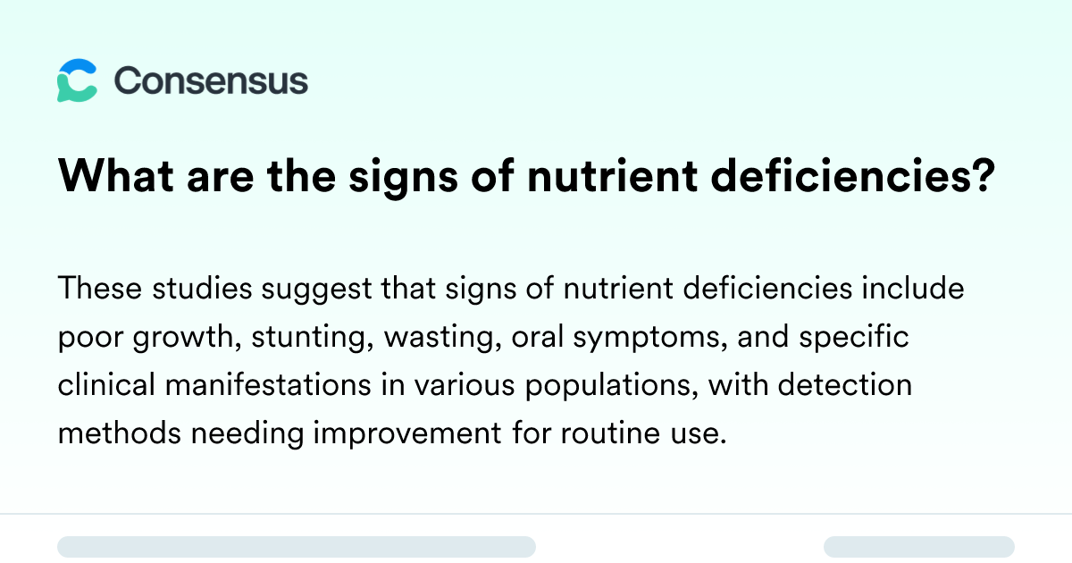 What Are The Signs Of Nutrient Deficiencies? - Consensus Academic ...