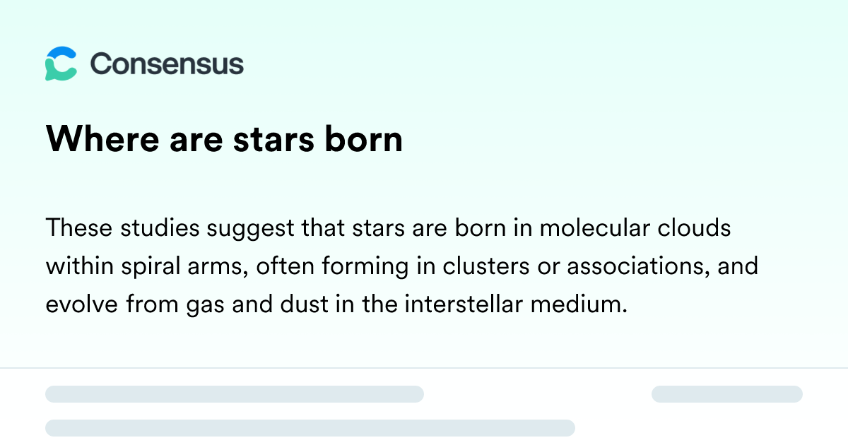 Where Are Stars Born - Consensus Academic Search Engine
