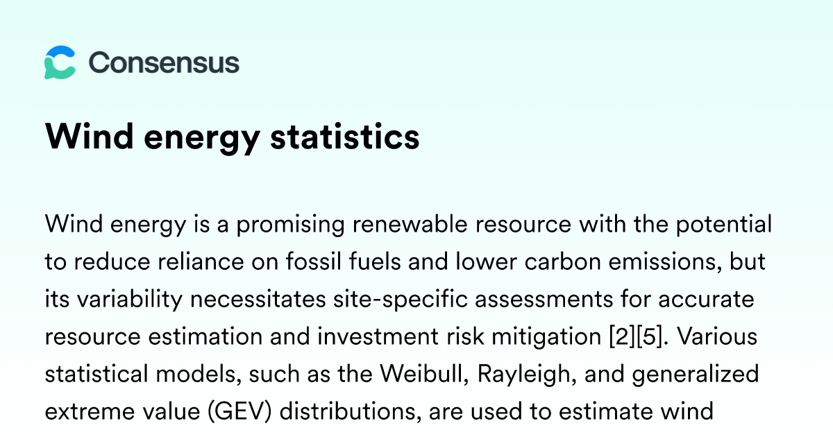 Wind Energy Statistics - Consensus Academic Search Engine