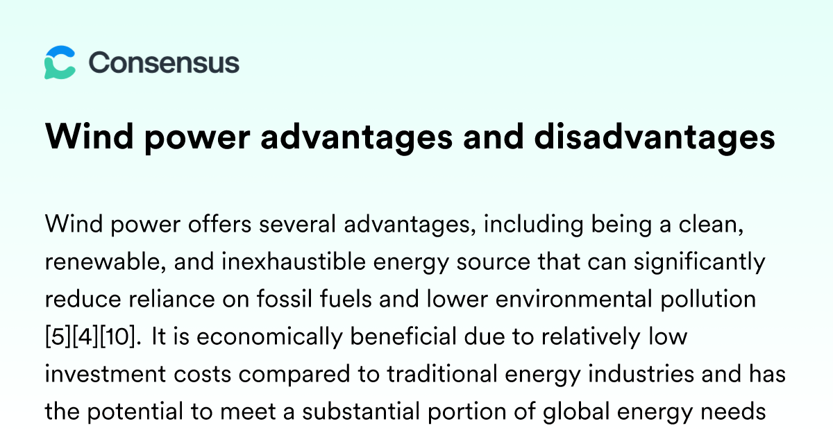 Wind Power Advantages And Disadvantages - Consensus Academic Search Engine