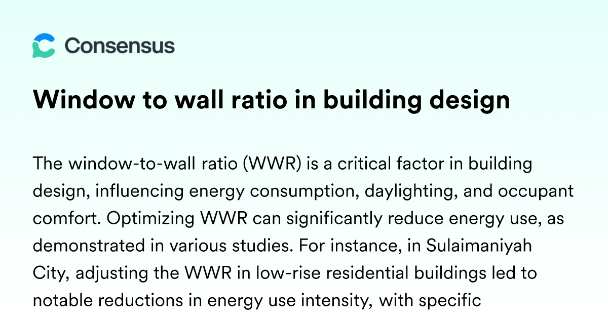 Window To Wall Ratio In Building Design - Consensus Academic Search Engine