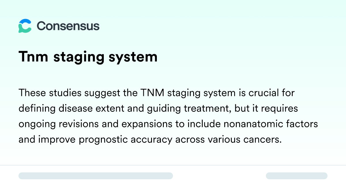 Tnm Staging System - Consensus Academic Search Engine