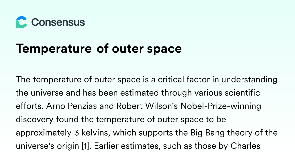 Temperature Of Outer Space - Consensus Academic Search Engine