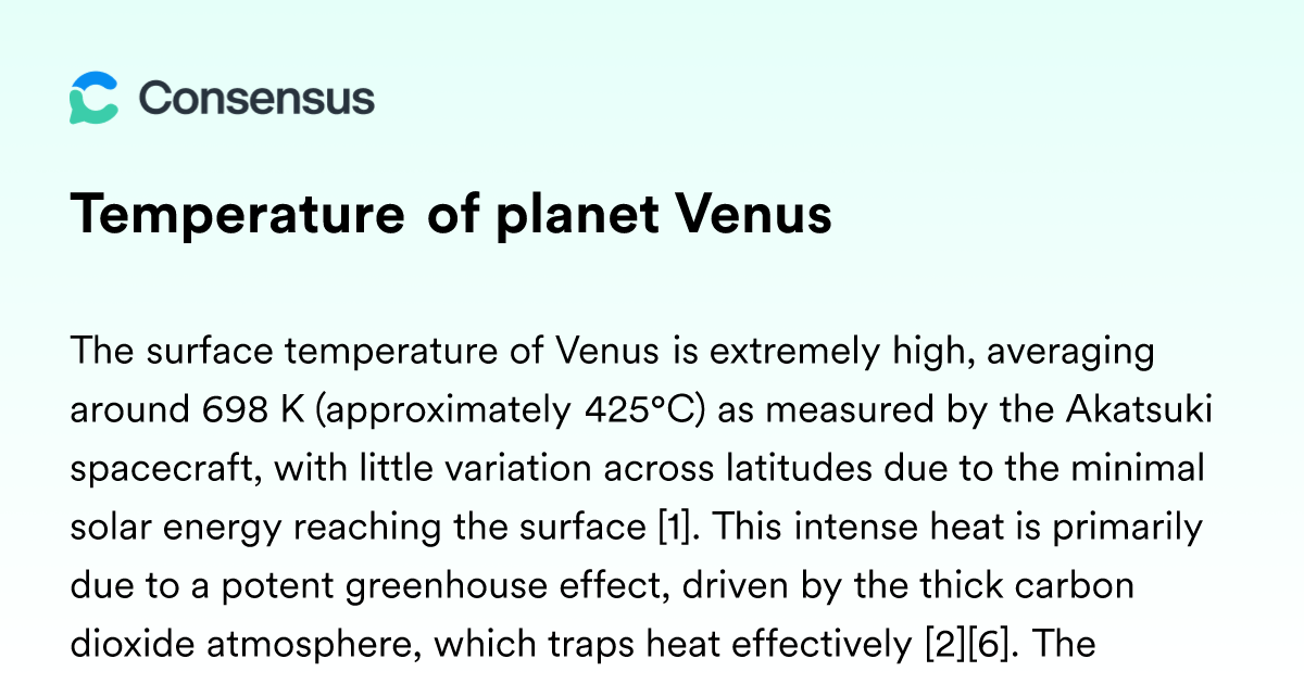 Temperature Of Planet Venus - Consensus Academic Search Engine