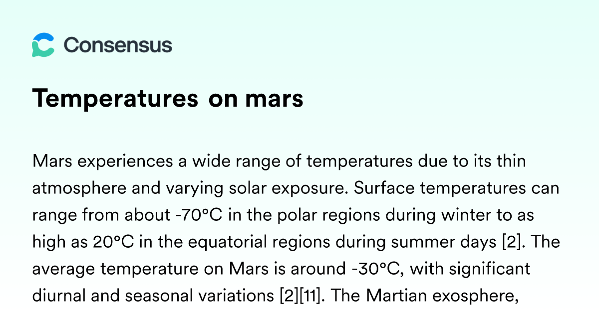 Temperatures On Mars - Consensus Academic Search Engine
