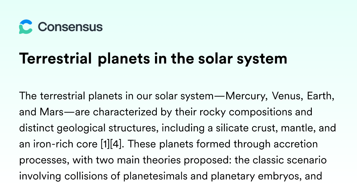 Terrestrial Planets In The Solar System - Consensus Academic Search Engine