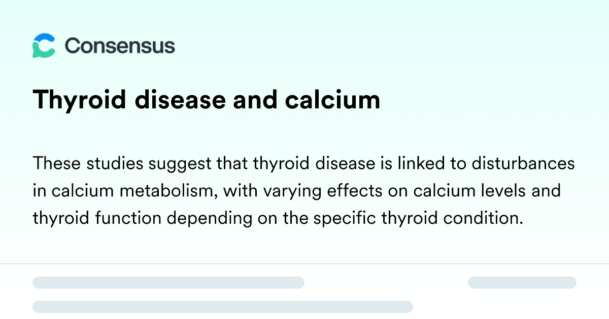 Thyroid Disease And Calcium - Consensus Academic Search Engine