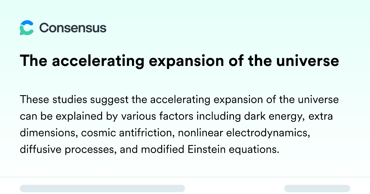 The Accelerating Expansion Of The Universe - Consensus Academic Search ...
