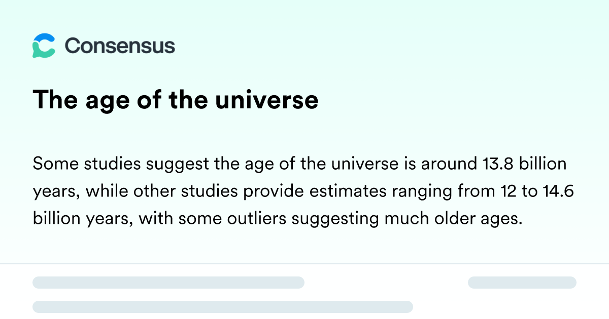 The Age Of The Universe - Consensus Academic Search Engine