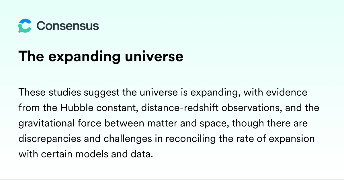 The Expanding Universe - Consensus Academic Search Engine