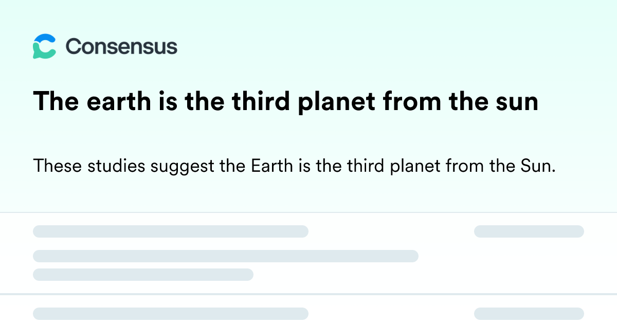 The Earth Is The Third Planet From The Sun - Consensus Academic Search ...