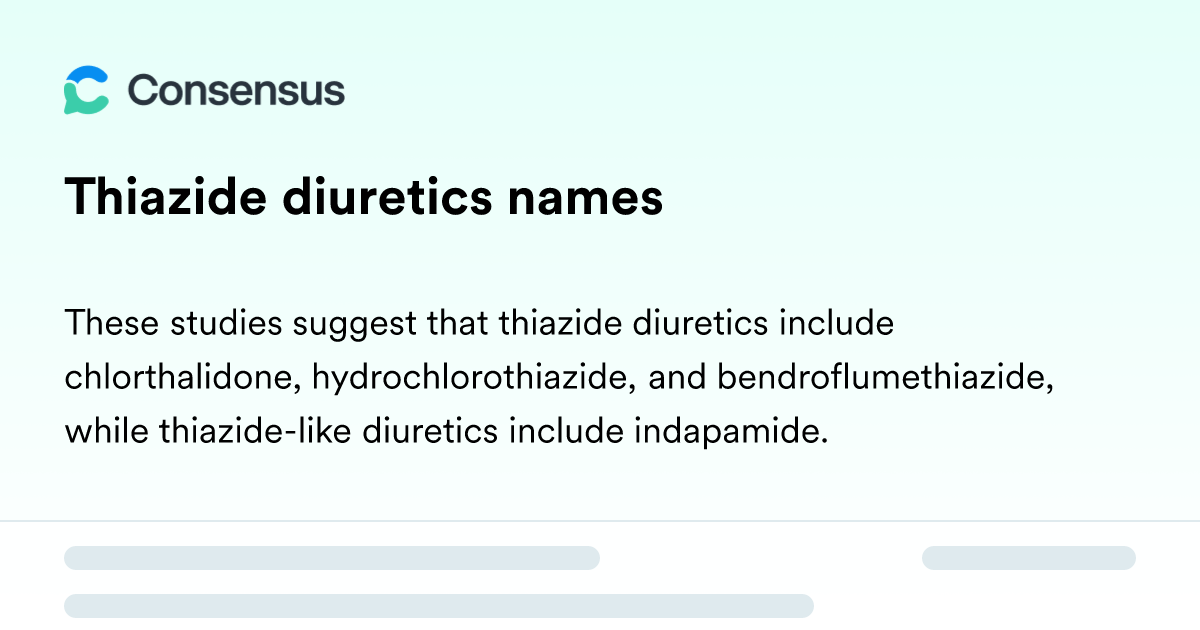 Thiazide Diuretics Names - Consensus Academic Search Engine