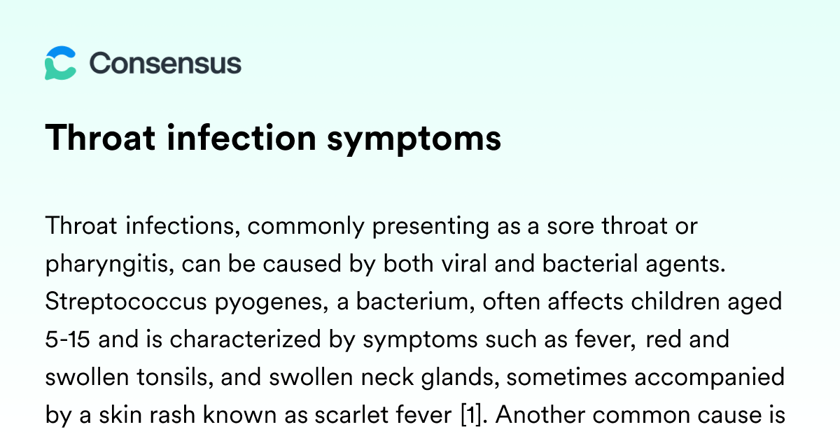 Throat Infection Symptoms - Consensus Academic Search Engine