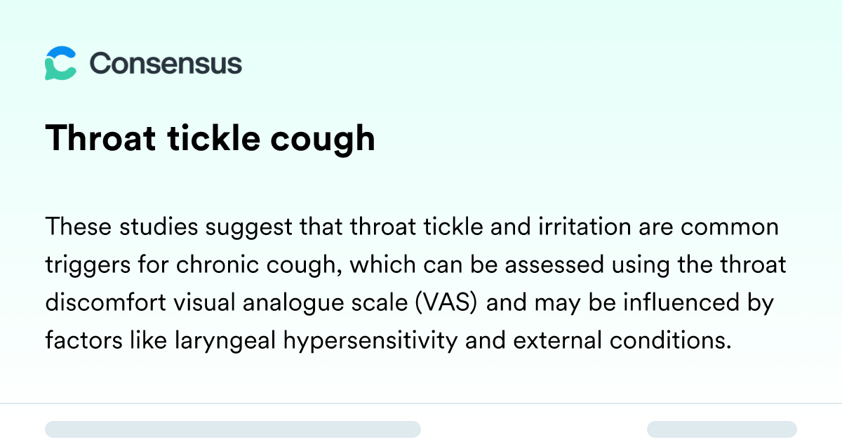Throat Tickle Cough - Consensus Academic Search Engine