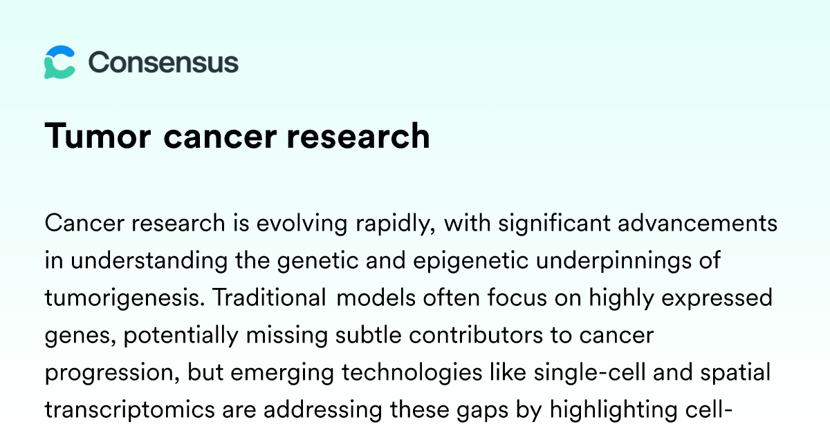 Tumor Cancer Research - Consensus Academic Search Engine
