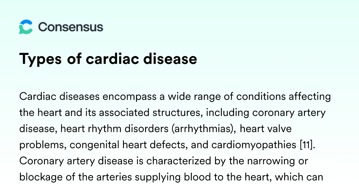 Types Of Cardiac Disease - Consensus Academic Search Engine
