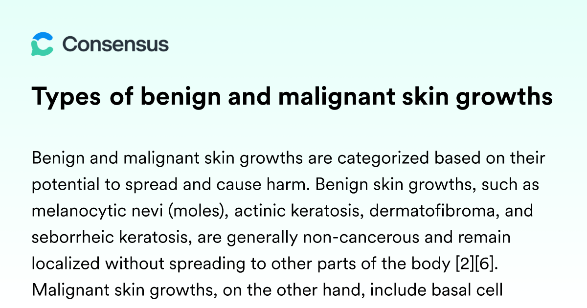Types Of Benign And Malignant Skin Growths - Consensus Academic Search ...