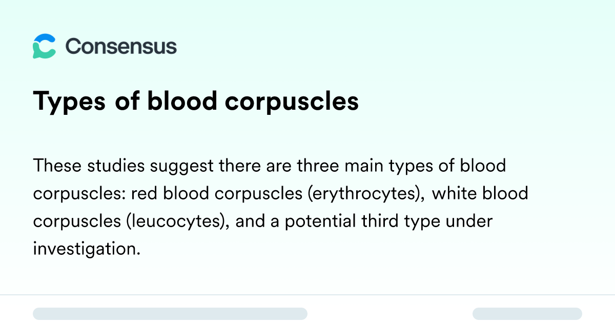 Types Of Blood Corpuscles - Consensus Academic Search Engine