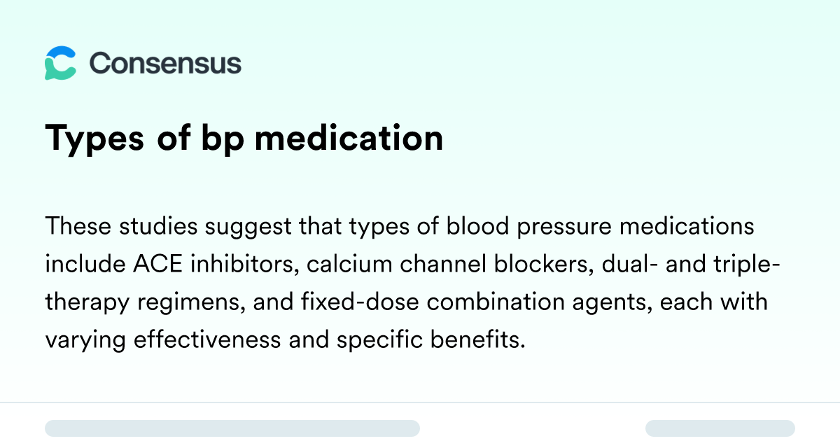 Types Of Bp Medication - Consensus Academic Search Engine