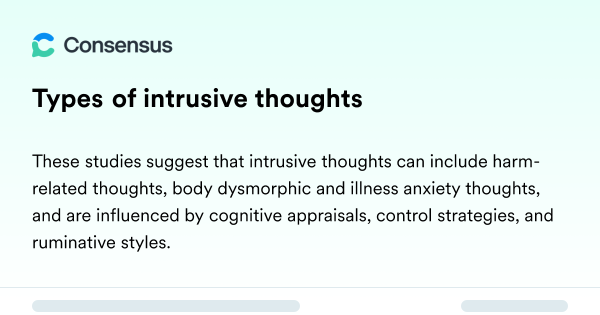 Types Of Intrusive Thoughts - Consensus Academic Search Engine