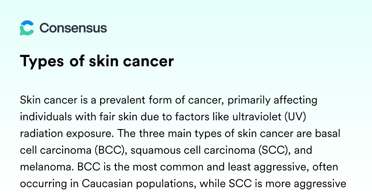 Types Of Skin Cancer - Consensus Academic Search Engine