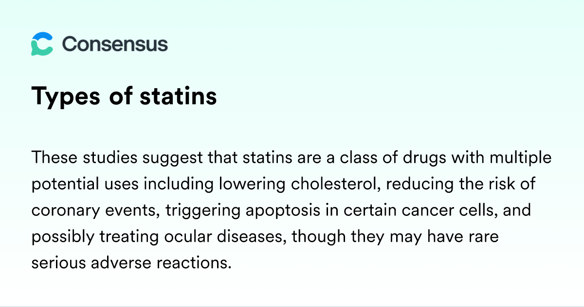 Types Of Statins - Consensus Academic Search Engine