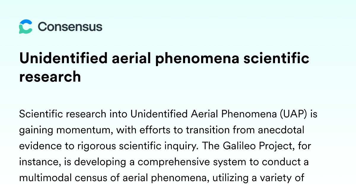 Unidentified Aerial Phenomena Scientific Research - Consensus Academic ...