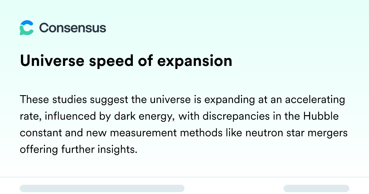 Universe Speed Of Expansion - Consensus Academic Search Engine
