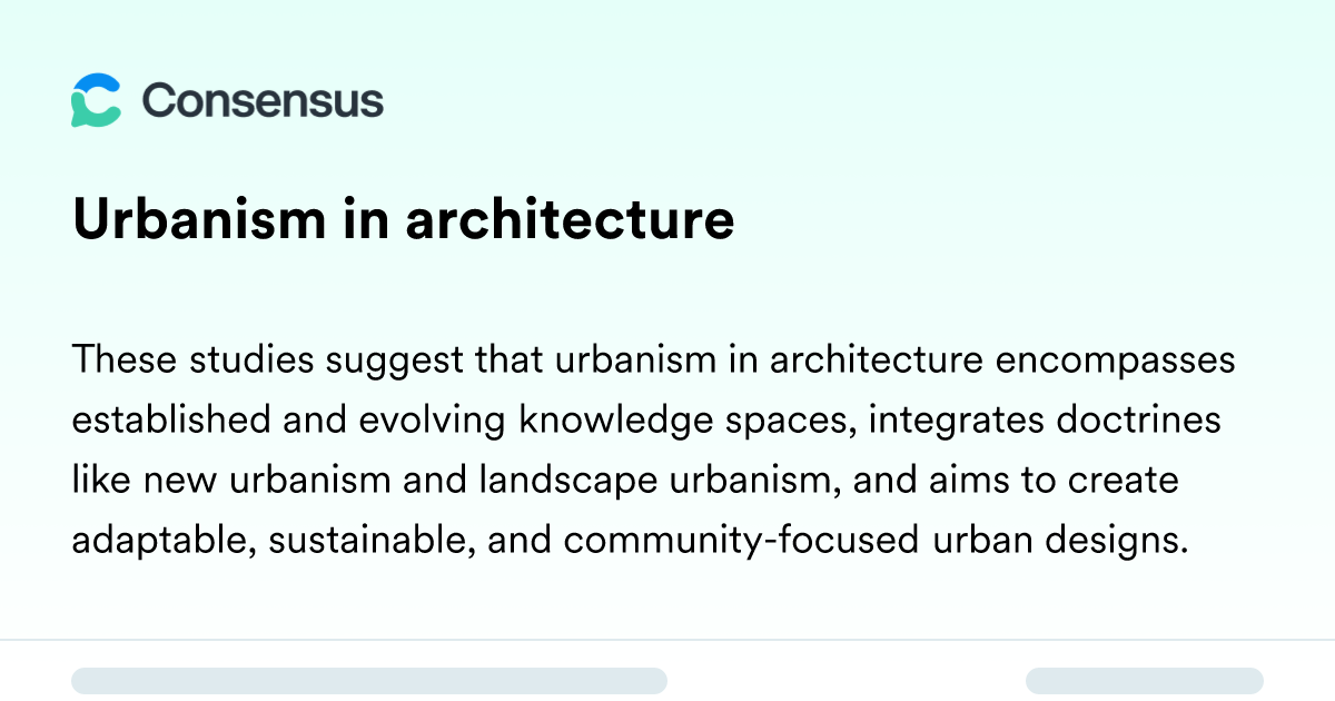 Urbanism In Architecture - Consensus Academic Search Engine