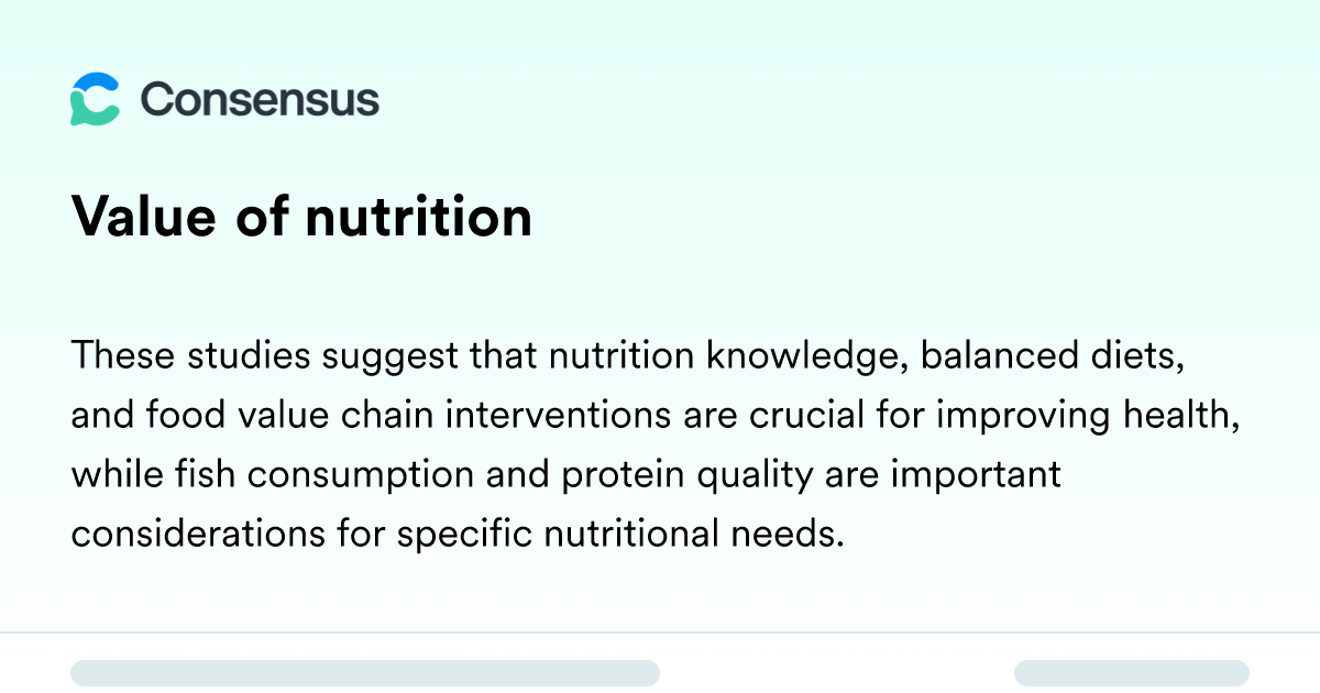 Value Of Nutrition - Consensus Academic Search Engine