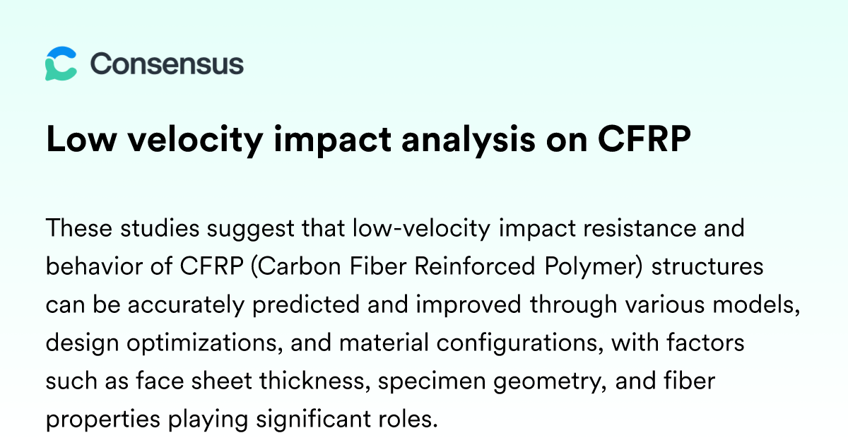 Low Velocity Impact Analysis On CFRP - Consensus Academic Search Engine