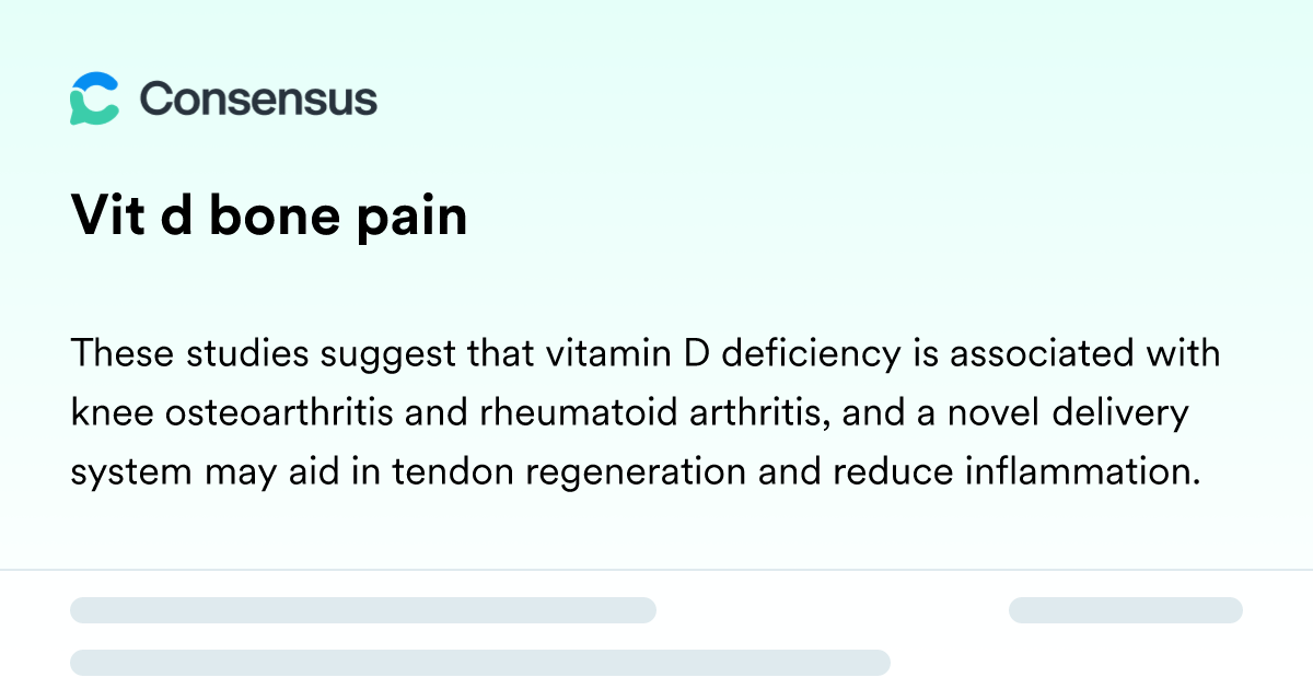 Vit D Bone Pain - Consensus Academic Search Engine