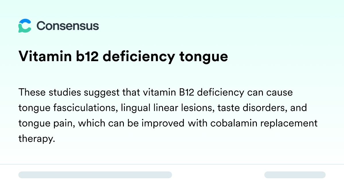 Vitamin B12 Deficiency Tongue - Consensus Academic Search Engine