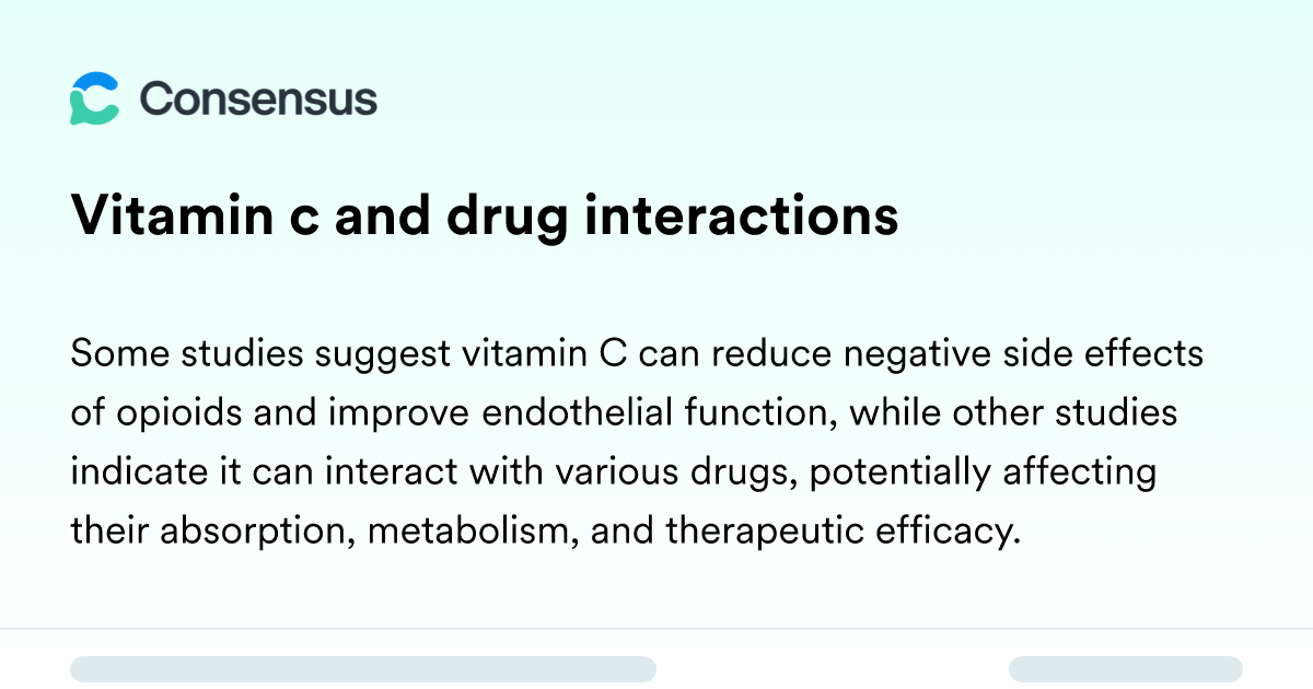 Vitamin C And Drug Interactions - Consensus Academic Search Engine