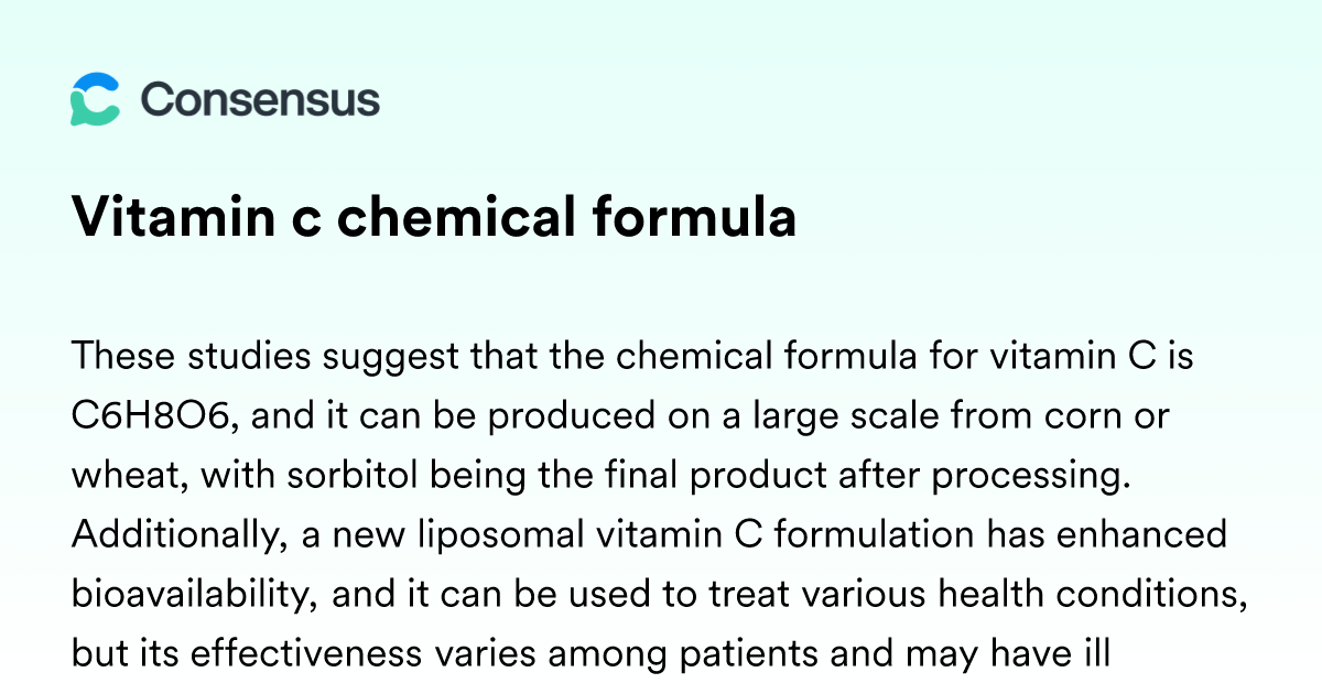 Vitamin C Chemical Formula - Consensus Academic Search Engine