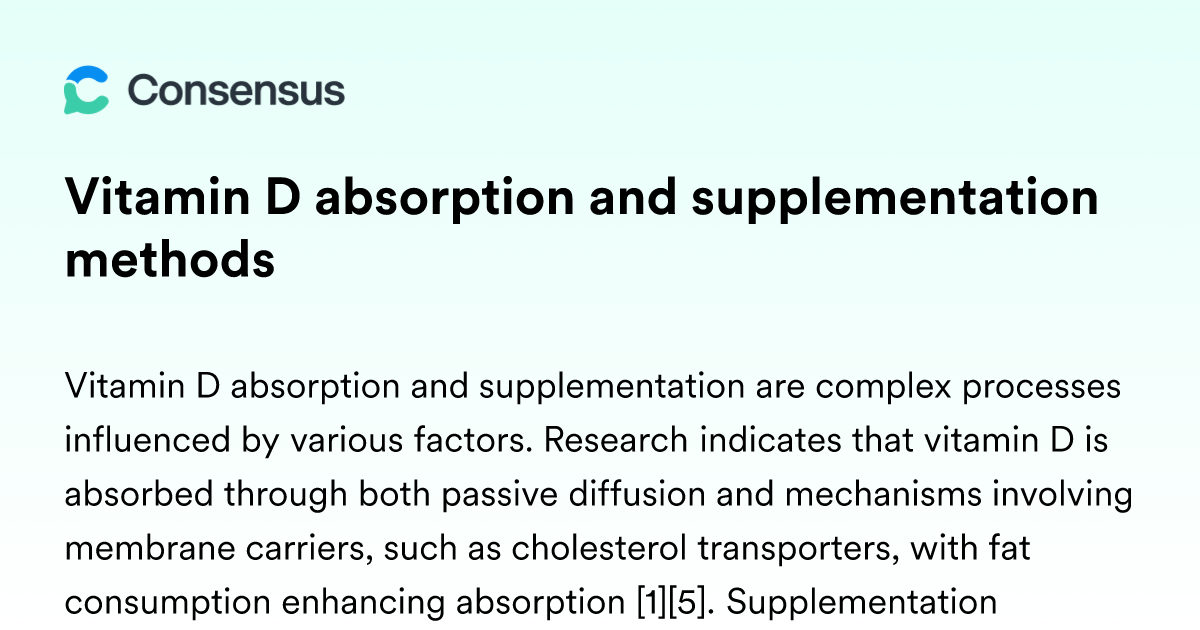Vitamin D Absorption And Supplementation Methods - Consensus Academic ...