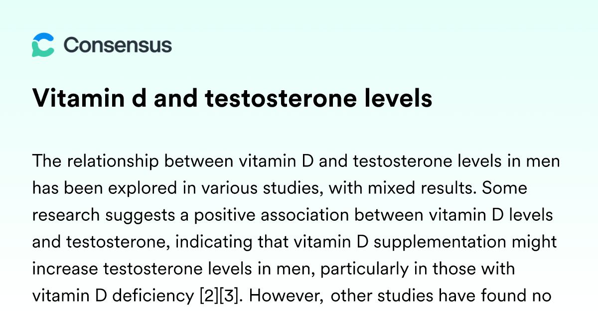 Vitamin D And Testosterone Levels - Consensus Academic Search Engine