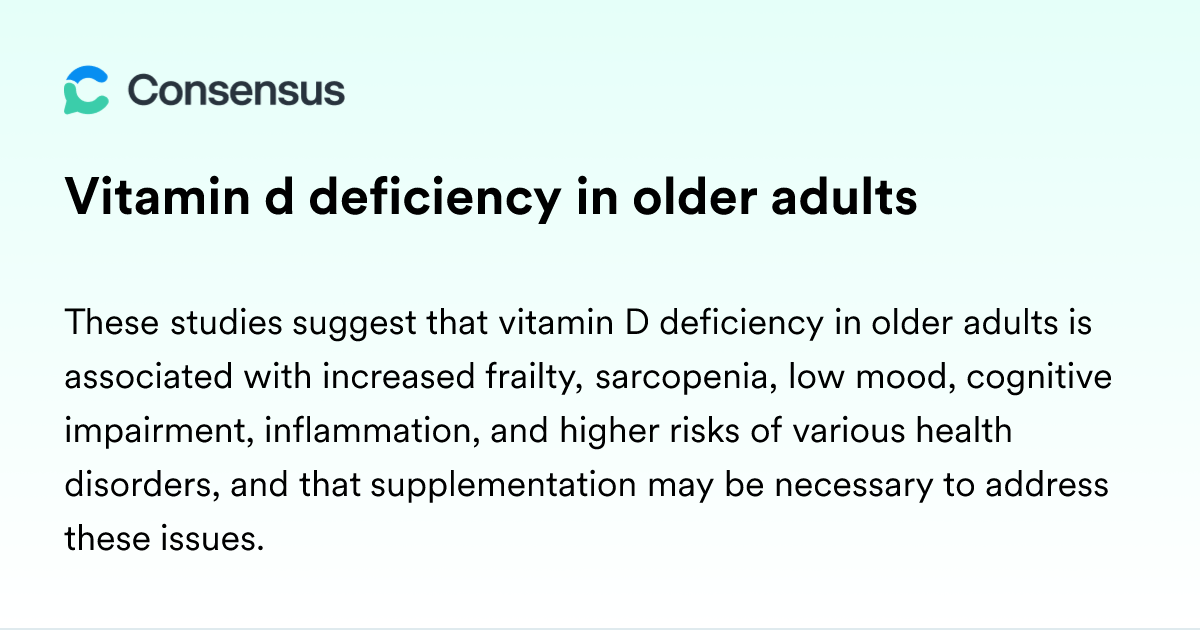 Vitamin D Deficiency In Older Adults - Consensus Academic Search Engine