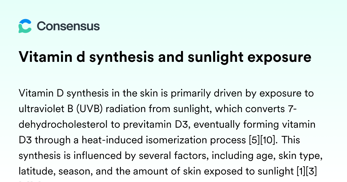 Vitamin D Synthesis And Sunlight Exposure - Consensus Academic Search ...