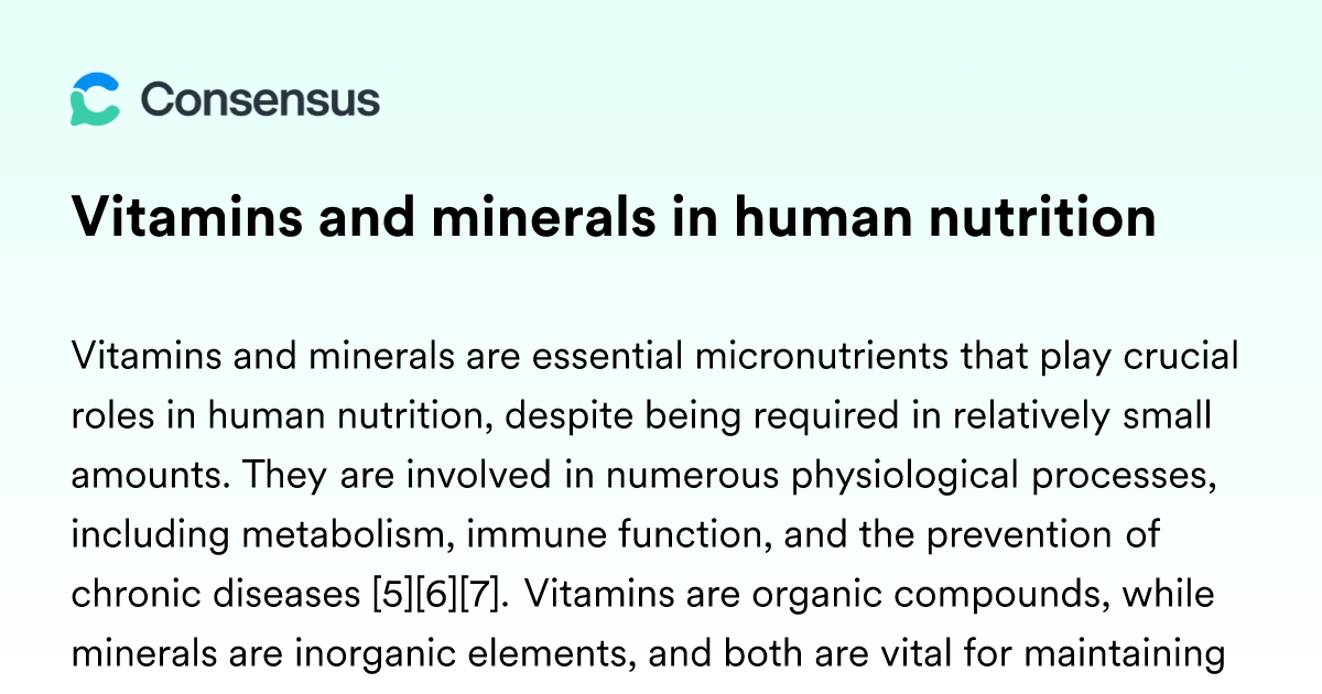 Vitamins And Minerals In Human Nutrition - Consensus Academic Search Engine