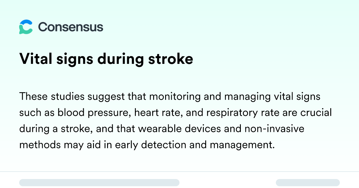 Vital Signs During Stroke - Consensus Academic Search Engine