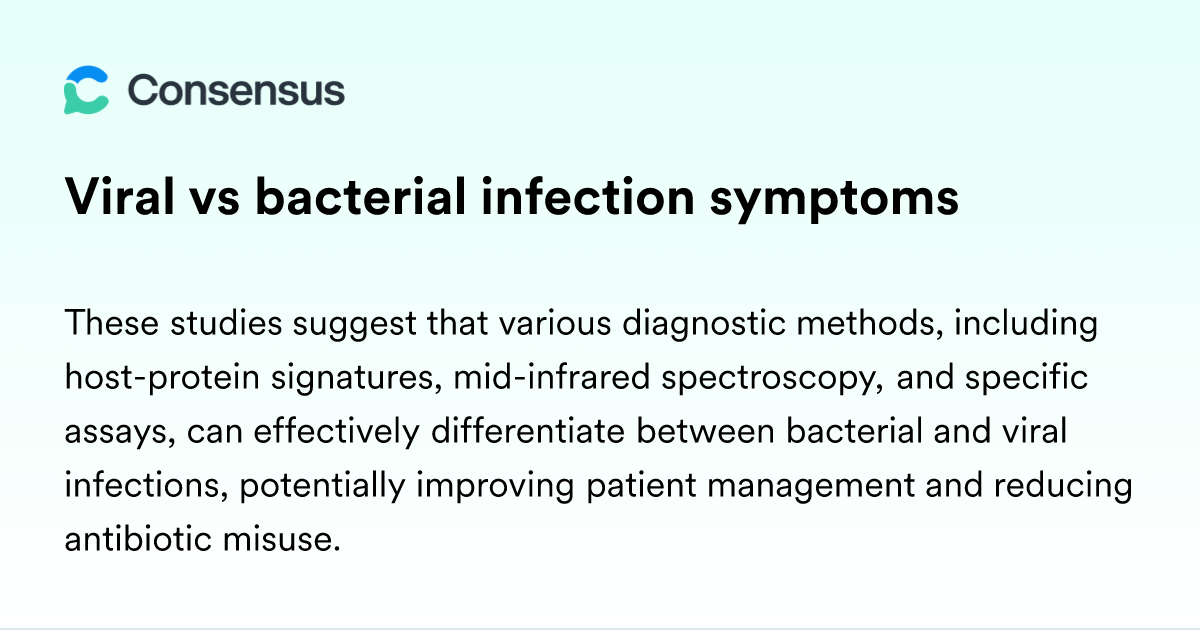 Viral Vs Bacterial Infection Symptoms - Consensus Academic Search Engine